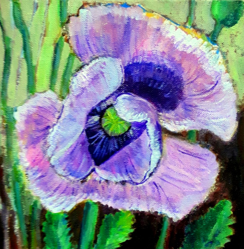 Three Flower Paintings - a Triptych in Acrylic - Margaret Hall Fine Art