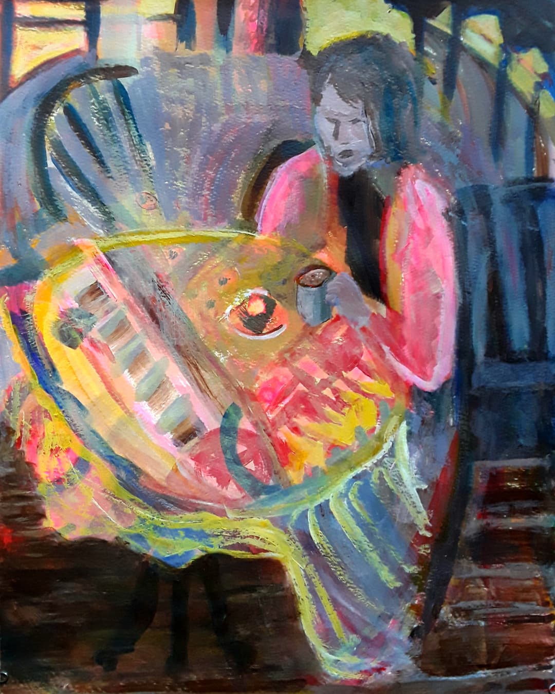 Coffee for One, Lockdown Painting - Margaret Hall Fine Art